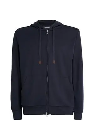 Marco Pescarolo Virgin Wool-blend Zip-up Hoodie - Navy