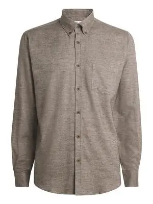 Sunspel Brushed Cotton Shirt - Brown