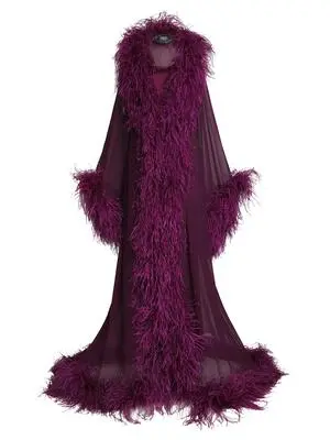 TALLER MARMO Chiffon Feathered Maxi Dress - Purple