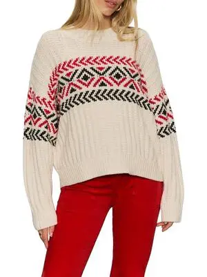 Sanctuary Intarsia Crewneck Sweater - Chalk White/multi
