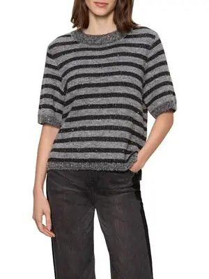 Sanctuary Striped Sequined Sweater - Grey