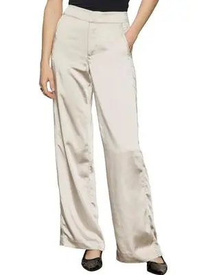 Sanctuary Modern Satin Mid-Rise Trousers Silver Grey