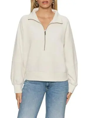 Sanctuary Textured Half-zip Sweatshirt - Chalk White