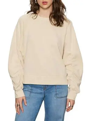 Sanctuary Gathered Sleeve Sweatshirt - Vanilla White