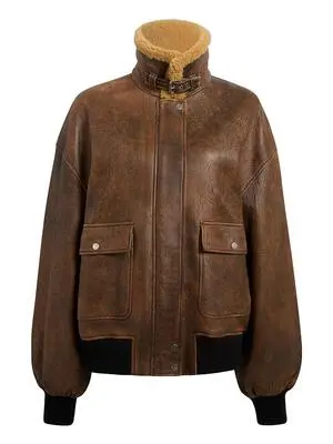 Khaite Sandor Leather Jacket - Brown
