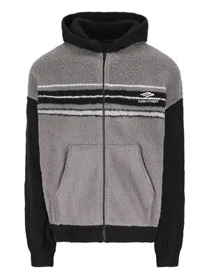 Balenciaga Fluffy Zip-up Hoodie - Grey