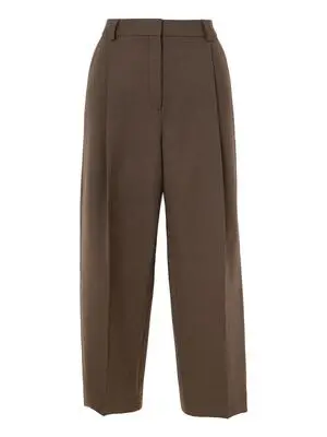 TOTEME Pauli Pleated Twill Tapered Trousers - Brown