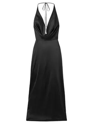 Eterne Carla Draped Halterneck Maxi Dress - Black