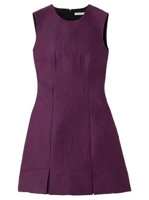 EMILIA WICKSTEAD Petronella Pleated Cloqué Mini Dress - Purple