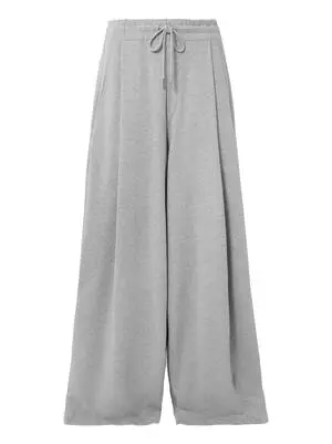 Dries Van Noten Pleated Wide-leg Cotton-jersey Track Pants - Gray