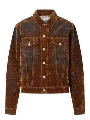 Acne Studios Flocked Denim Jacket - Brown
