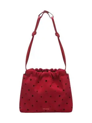 Manu Atelier Romy Perforated Suede Pouch - Red