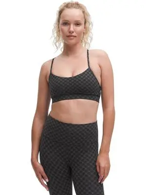 Lululemon Flow Y Bra Nulu Light Support, A–c Cups - Square Heart Jacquard Coal Black