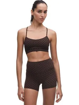 Lululemon Flow Y Bra Nulu Light Support, A–c Cups - Square Heart Jacquard Java Sequoia