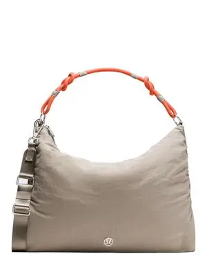 Lululemon Convertible Ruched Crossbody Bag - Warm Ash Grey/sunburst Orange