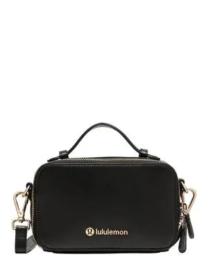 Lululemon Leather Alternative Camera Crossbody Bag - Black/gold