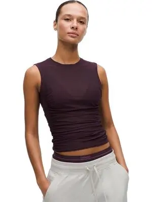 Lululemon Mesh Ruched Tank Top - Black Plum