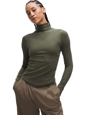 Lululemon Long-sleeve Turtleneck - Heathered Olive Brown
