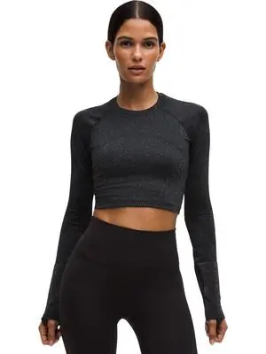 Lululemon Swiftly Tech Cropped Long-sleeve Shirt 2.0 - Black/rainbow Lurex