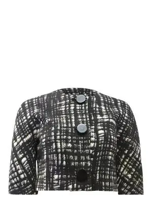 Michael Kors Tweed Single-breasted Cropped Blazer - Black