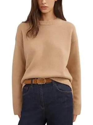 REISS Ella Crewneck Sweater - Camel