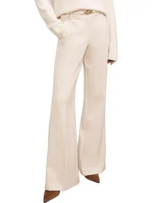 REISS Petite Leona Flare Leg Pants - Cream