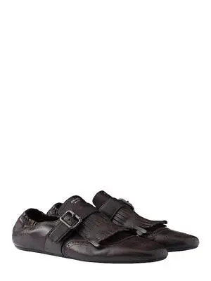 Prada Fringed Monk Strap Shoes - Brown