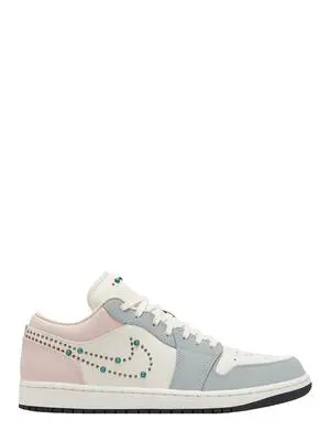 JORDAN 1 Low Gem Studded Swoosh Sneakers - Soft Pearl/sail/mint Foam
