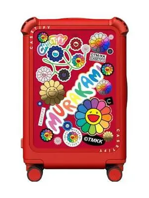 TAKASHI MURAKAMI X Casetify Flowers Sticker Mania 21 Carryon Suitcase - Cherry Red