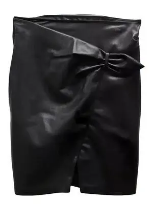 Nanushka Faux Leather Wrap Skirt - Black