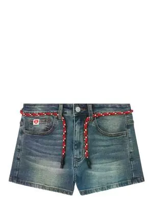 A BATHING APE Rope-belt Denim Shorts - Blue
