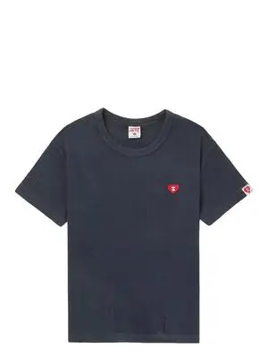 A BATHING APE Ribbed Heart Appliqué T-shirt - Blue