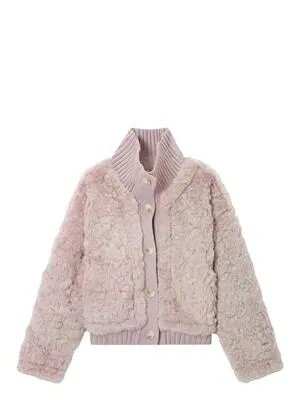 B+AB Faux Fur Funnel-neck Jacket - Pink
