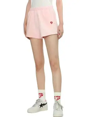 A BATHING APE Apee™ * Heart Embroidered Shorts - Pink
