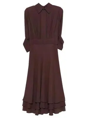 Elisabetta Franchi Tiered Ruffled Midi Dress - Brown