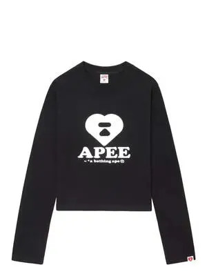 A BATHING APE Heart Logo-print Top - Black