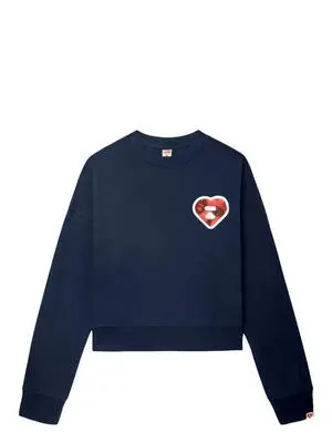 A BATHING APE Heart Appliqué Top - Blue