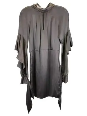 Vanessa Bruno Ruffled Asymmetric-sleeve Mini Dress - Grey