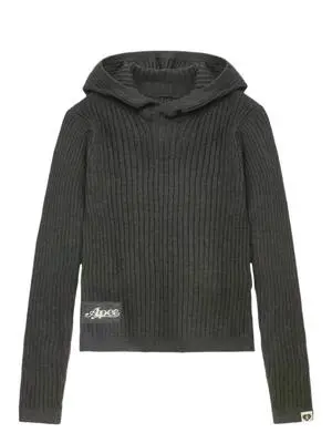 A BATHING APE Hooded Ribbed Knitwear - Grey