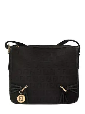 Fendi 2005 Zucchino Canvas Shoulder Bag - Black