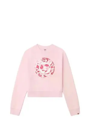A BATHING APE Round Neck Camo Heart-print Sweatshirt - Pink