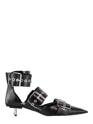 Balenciaga Buckle Leather Stiletto Pumps - Black