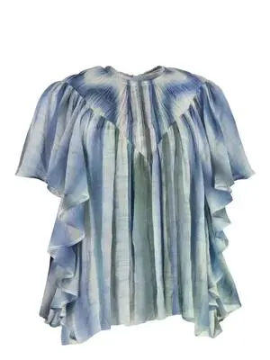 Chloé Ruffled Tie-dye Blouse - Blue