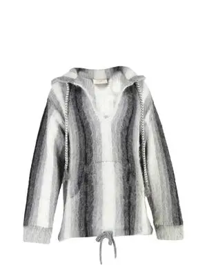 Celine Striped Alpaca Wool Hood - Grey