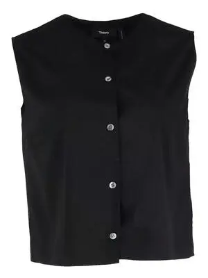 Theory Button-front Cotton Shirt - Black