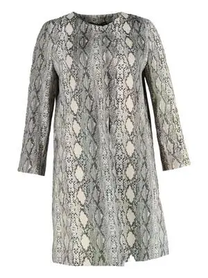 Max Mara Snake-print Collarless Coat - Grey