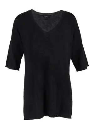 JOSEPH Lurex V-neck T-shirt - Black