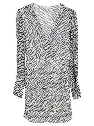Maje Zebra-print Mini Dress - White