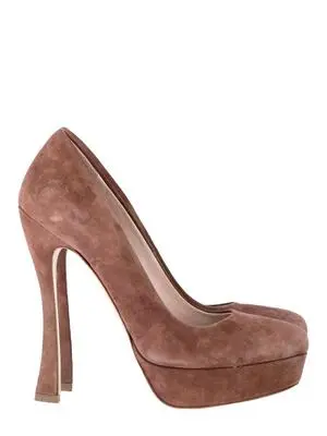 Miu Miu Platform Suede Pumps - Brown
