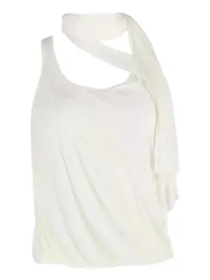 Alexander McQueen Sleeveless Drape Tank Top - White
